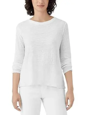 Eileen Fisher Linen Jersey Crewneck Tee - White