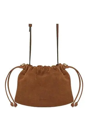 Strathberry Charlotte Drawstring Suede Crossbody Bag - Tan