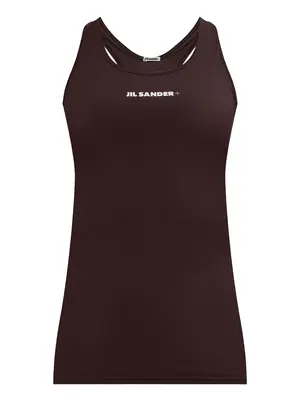 JIL SANDER Logo-embroidered Tank Top - Brown