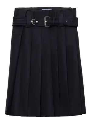 Prada Belted Pleated Skirt - Blue
