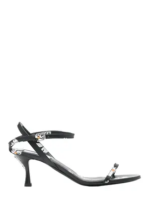 Moschino 55mm Floral-print Sandals - Black