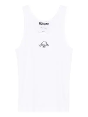 Moschino Logo-embroidered Tank Top - White