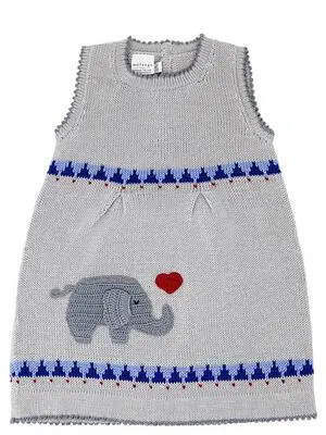 MELANGE COLLECTION Elephant Applique Dress - Grey