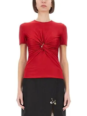 Versace Viscose Top With Safety Pin Detail - Red