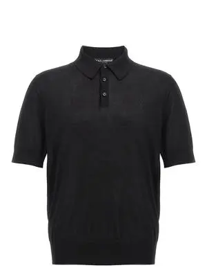 Dolce & Gabbana Knitted Polo Shirt - Black