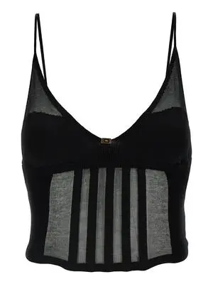 Elisabetta Franchi Transparent Top - Black