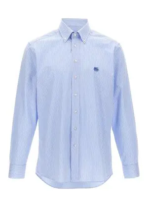 Etro Pegaso' Striped Shirt - Light Blue