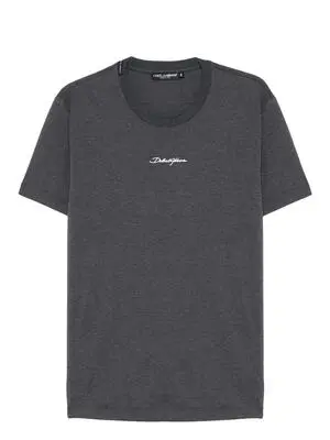 Dolce & Gabbana Logo-embroidered Cotton T-shirt Grey