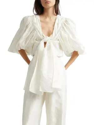EENK EENK Tie-Front Silk Bolero Top