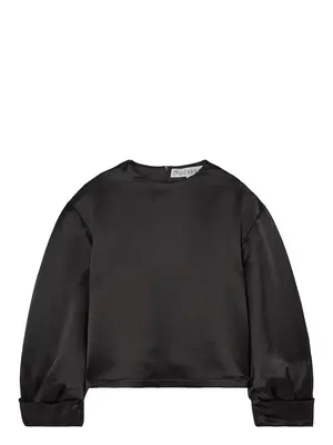 JW Anderson Satin Balloon Sleeve Top - Black