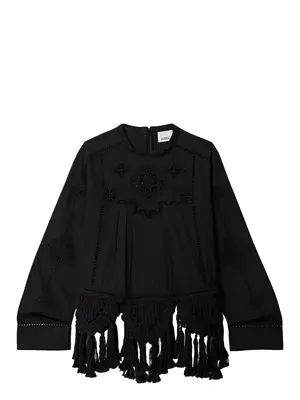 Isabel Marant Severine Pleated Cotton Top - Black