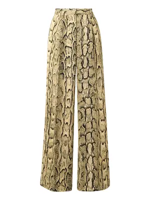 Dries Van Noten Pleated Snake-print Pants - Animal Print