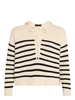 NILI LOTAN Noemi Hooded Stripe Cashmere Sweater - Noemi Stripe Sweater