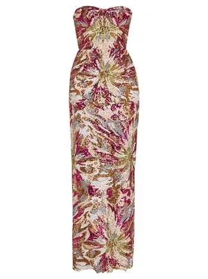 BRONX BANCO Bronx And Banco Dahlia Embroidered Sequin Gown Multi