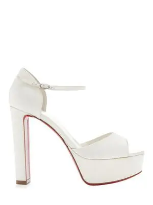 CHRISTIAN LOUBOUTIN Sandaloo 130mm Crepe-satin Platform Sandals - White