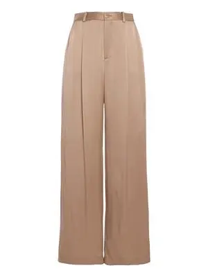 Lapointe Pleated Satin Relaxed Trousers Neutral
