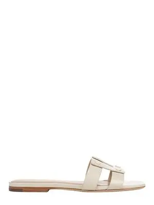 Veronica Beard Via Leather Slide Sandal Ecru