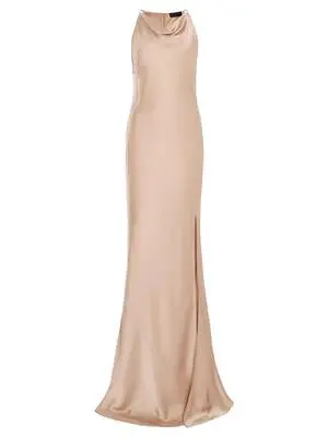 Lapointe Satin Halter Gown - Neutral