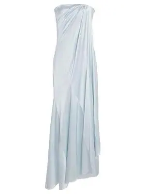 Delpozo Draped Silk-satin Maxi Gown - Blue