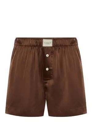 Comme Si La Boxer Classica Silk-charmeuse Shorts - Brown
