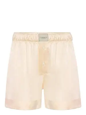 Comme Si La Boxer Classica Silk-Charmeuse Shorts Yellow