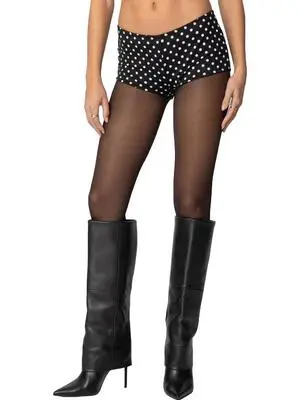 EDIKTED Maxene Polka Dot Micro Shorts - Black-and-white