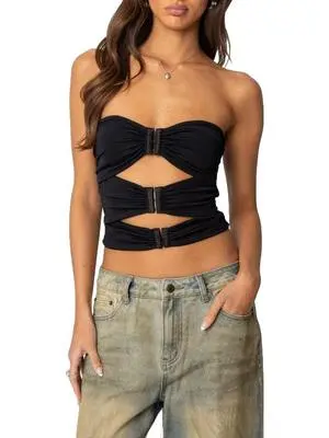 EDIKTED Ariella Cutout Strapless Top - Black
