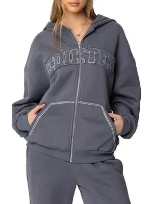 EDIKTED Forever Appliqué Zip Hoodie - Gray