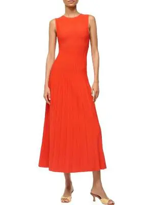 Staud STAUD Elyse Pleated Maxi Dress Cayenne