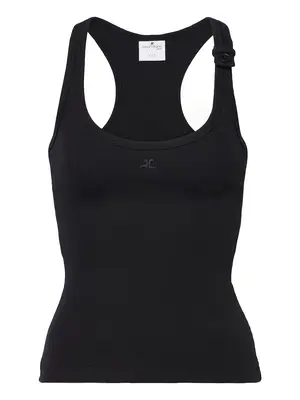 COURREGES Courrèges Ribbed-knit Tank Top - Black