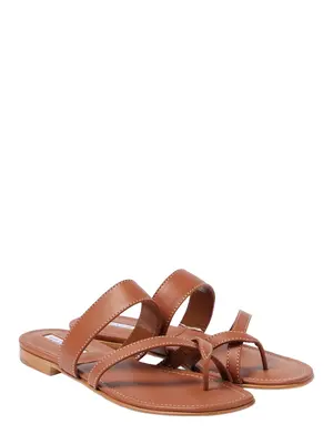 Manolo Blahnik Susacru Leather Sandals - Brown