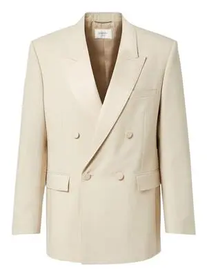 Saint Laurent Double-breasted Wool Tuxedo Jacket - Beige