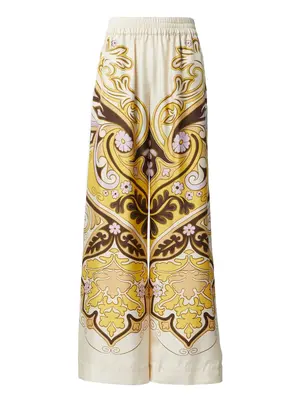 La DoubleJ Printed Silk Twill Palazzo Pants - Multicoloured