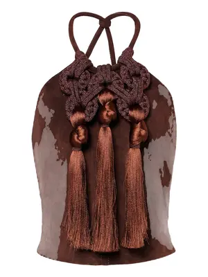 Johanna Ortiz Knot-detail Leather Top - Brown