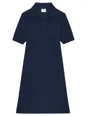 COURREGES Polo-collar Mini Dress - Blue