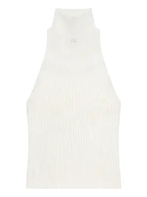 COURREGES Ribbed Mock-neck Tank Top - White