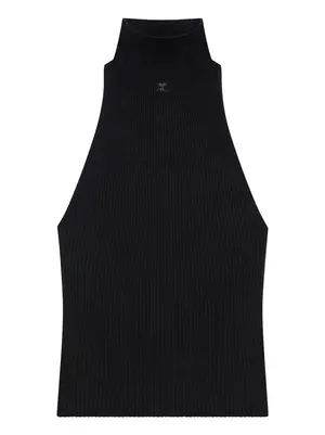 COURREGES Ribbed Mock-neck Tank Top - Black