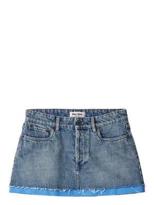 Miu Miu Denim And Poplin Miniskirt - Sapphire Blue