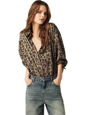 Ba&sh Ba&sh Billie Leopard Print Shirt Green