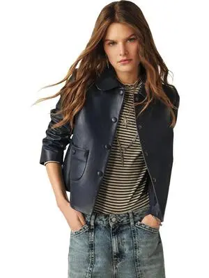Ba&sh Milos Leather Buttoned Jacket - Blue