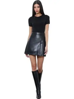Alice + Olivia Chara Vegan Leather Mini Dress - Black
