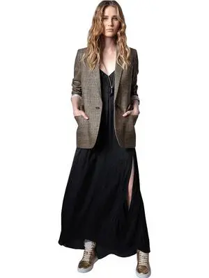 Zadig&Voltaire Rayonne Satin Maxi Dress With Criss-cross Straps - Black