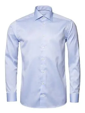 Eton Cutaway-collar Single-cuff Contemporary-fit Cotton-twill Shirt - Light Blue