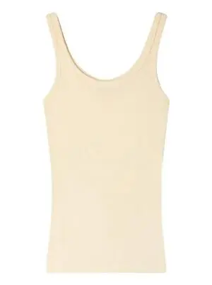 Sandro Ribbed Stretch-cotton Top - Light Yellow