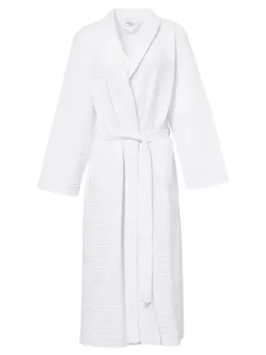 Lounge Waffle Texture Cotton-blend Dressing Gown Xl/xxl - White