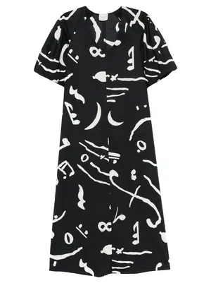 ALYSI Abstract-print Maxi Dress - Black