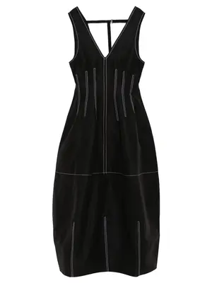 LEE MATHEWS V-neck Midi Dress - Black