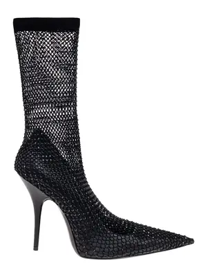 Balenciaga 110mm Avenue Fishnet Booties - Black
