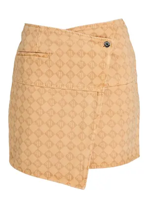 Nanushka Asymmetric Logo-print Mini Wrap Skirt - Sand