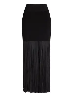 Galvan Fringed Knitted Maxi Skirt - Black